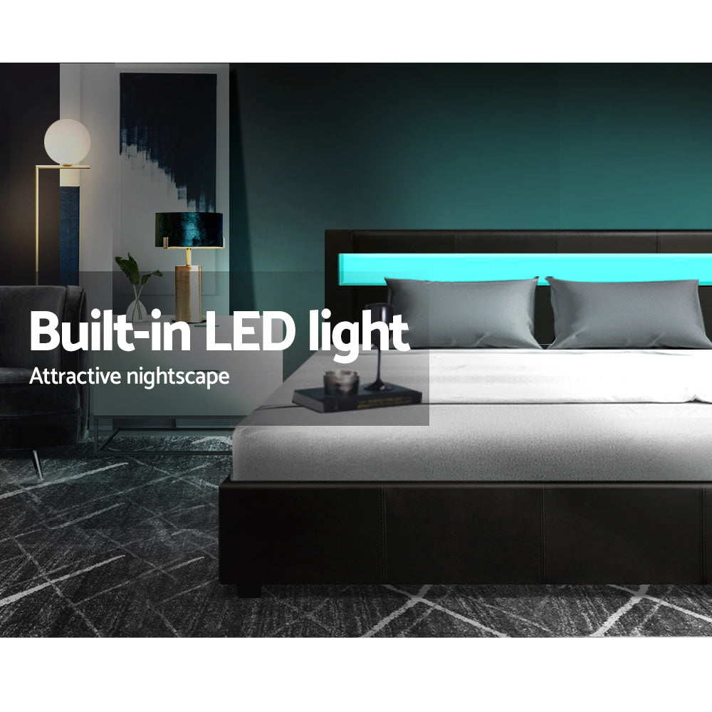 Gas lift double bed with led lights store