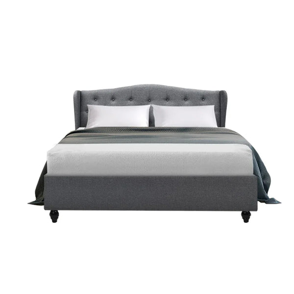Shop affordable Artiss Pier Bed Frame Fabric - Grey Double | Evopia.com.au