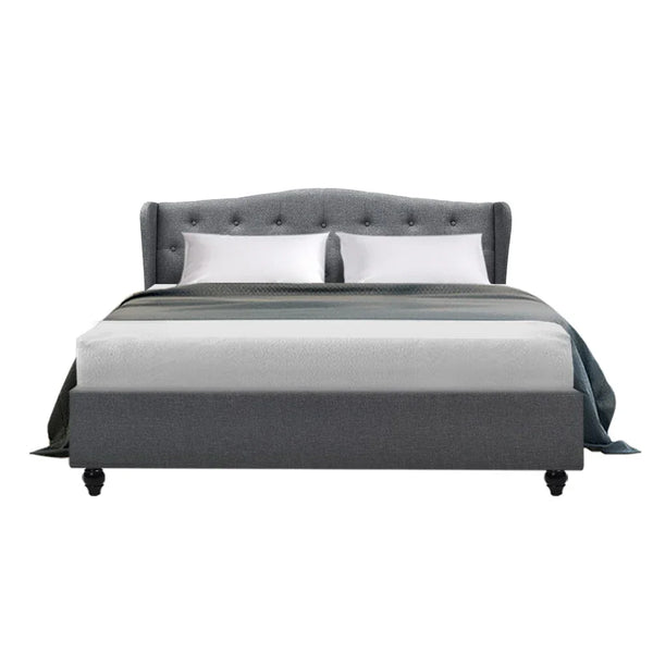 Shop affordable Artiss Pier Bed Frame Fabric - Grey Queen | Evopia.com.au